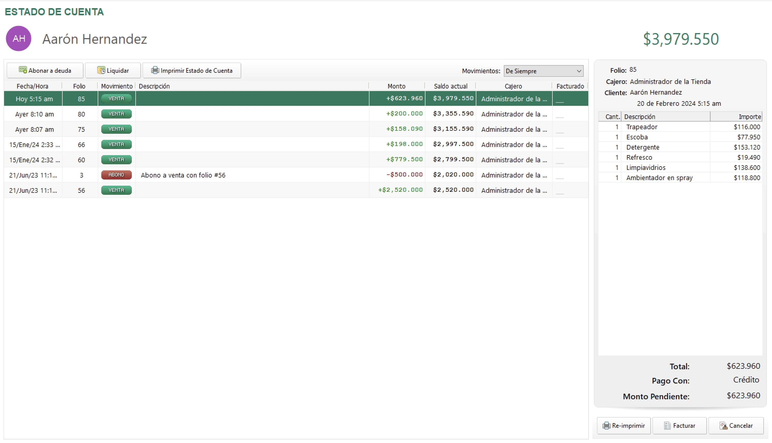 Abonos y liquidaciones - eleventa.com