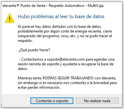 Reparando tu Base de Datos - eleventa.com