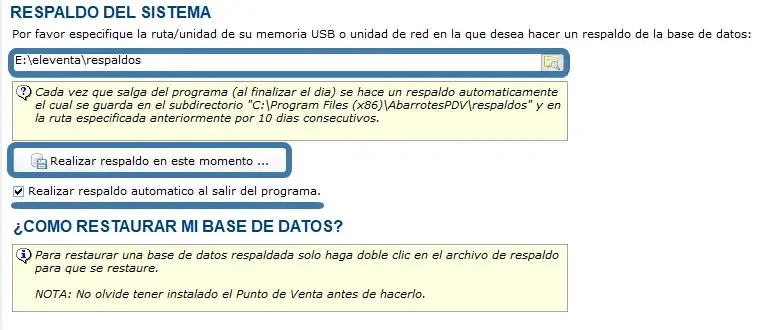 Respaldo automático - eleventa.com